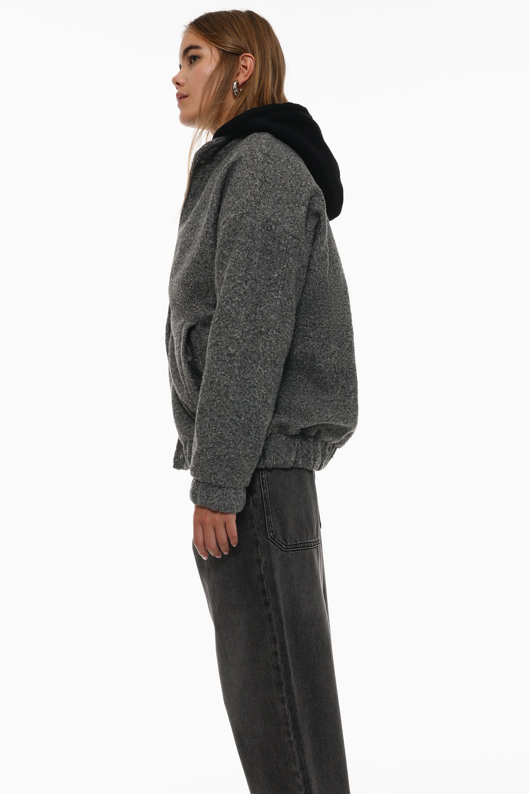 Felt texture bomber jacket - Coats | Jackets - CLOTHING - Woman ...