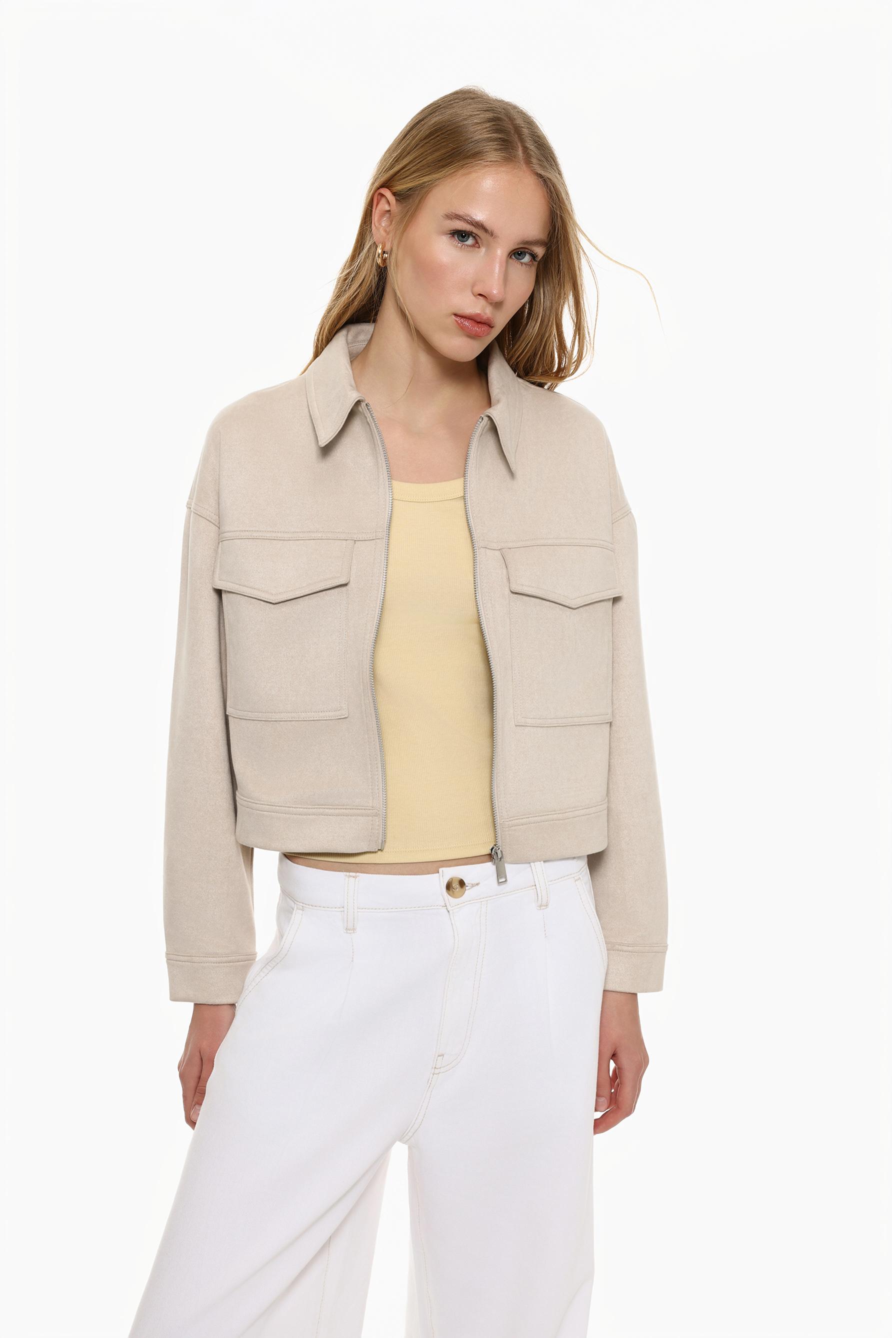 Faux suede jacket - Jackets | Trench coats - CLOTHING - Woman ...