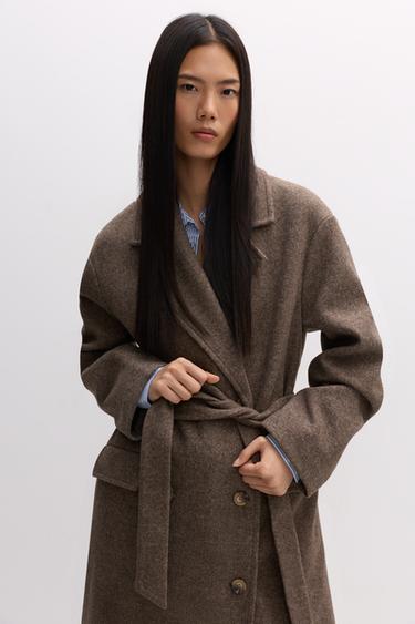 Long synthetic wool coat - Jackets | Coats - CLOTHING - Woman | Lefties ...